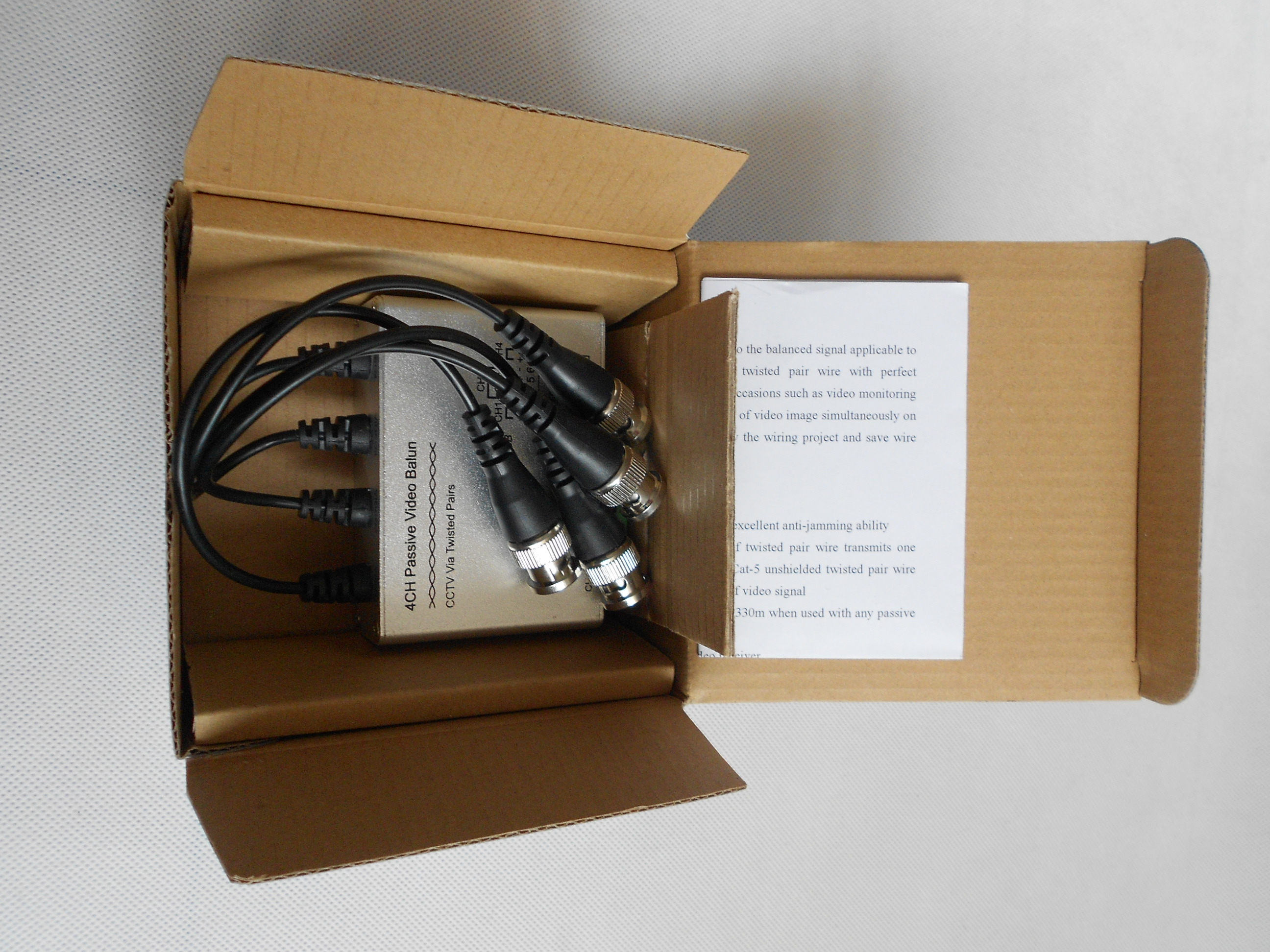 4 Channel BNC to RJ45 / CAT-5 Video Transceiver , Passive CCTV UTP Video Balun VB204A, China 4 ...